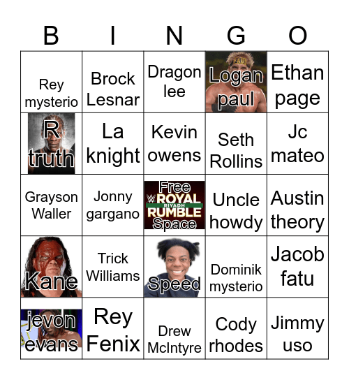 Men's Royal Rumble 2026 Bingo Card