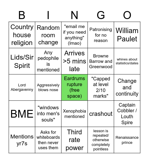 tudors bingo Card