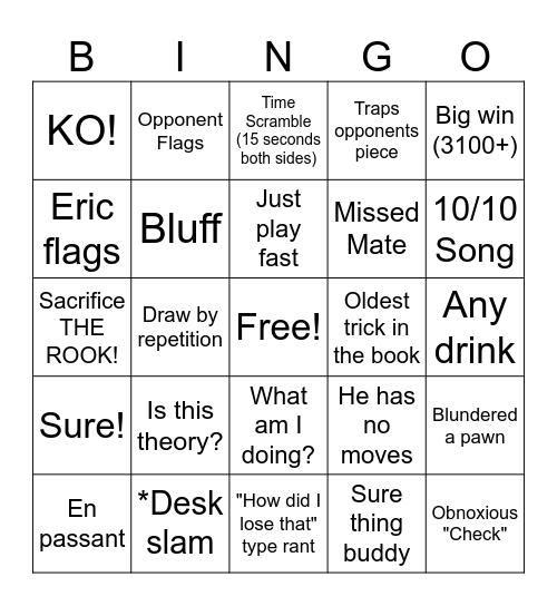 Titled Tuesday Bingo Card