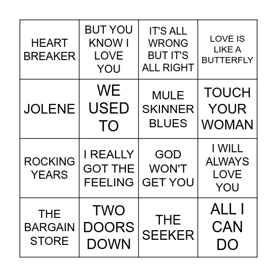 DOLLY PARTON Bingo Card