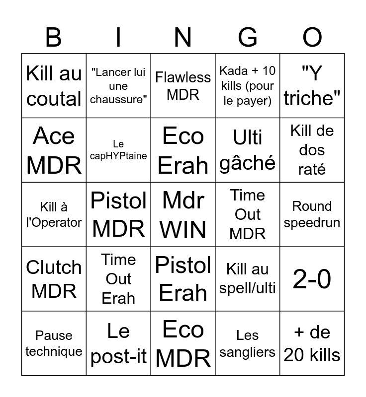 Mandatory VS Bingo Card