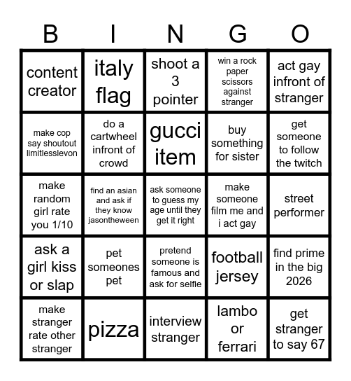 ITALY Bingo Card