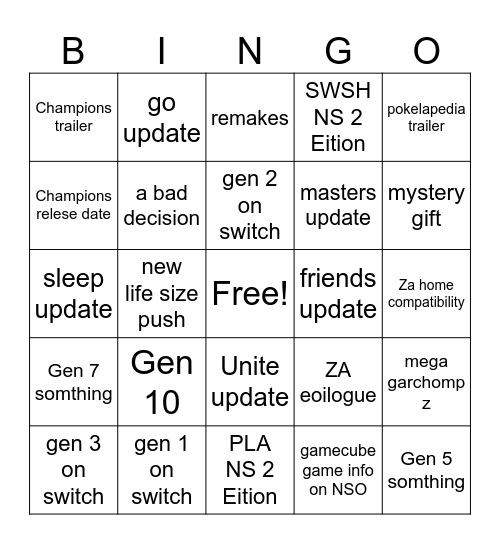 pokemon day 2026 Bingo Card