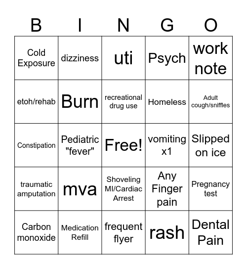 Snowstorm Complaints Bingo Card