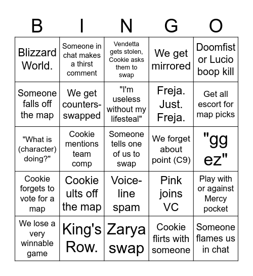 Cookie's Bingo Card Bingo Card
