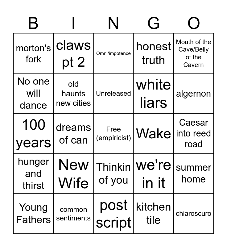 Typhoon Night 2 Carolyn Bingo Card
