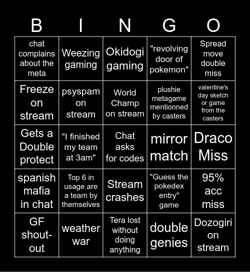 Pokemon VGC EUIC bingo Card