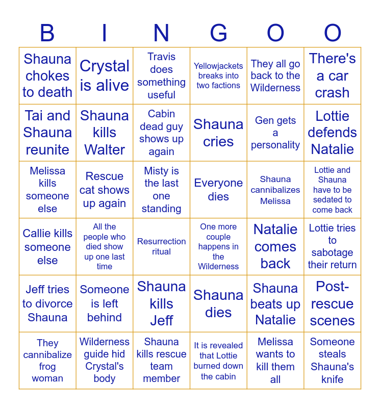 Yellowjackets Season 4 Bingo Card