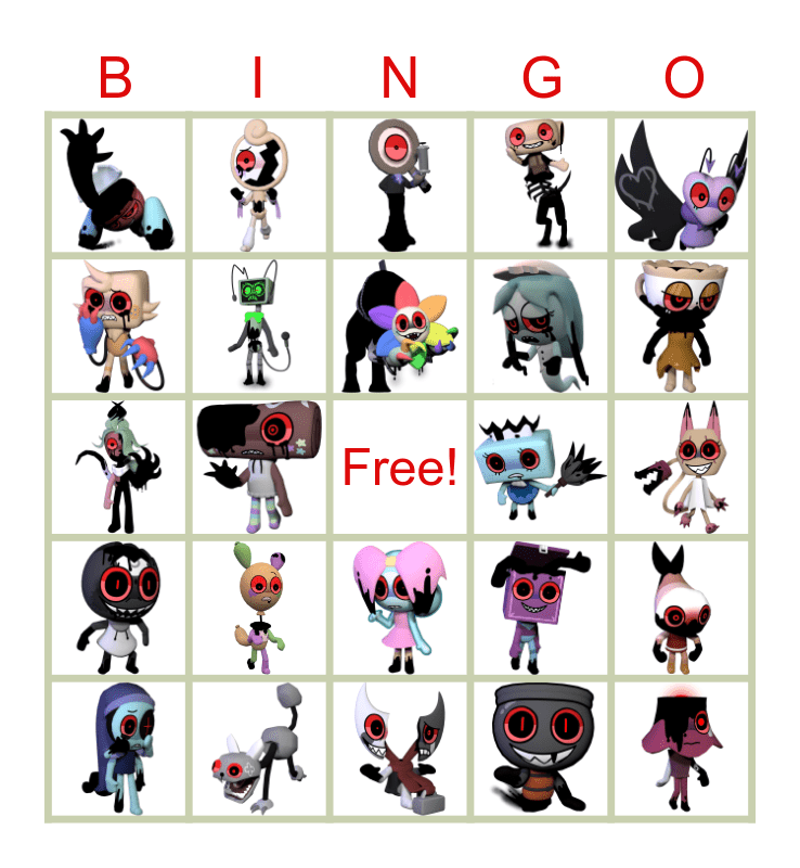 Dandy's World Twisted Bingo Card