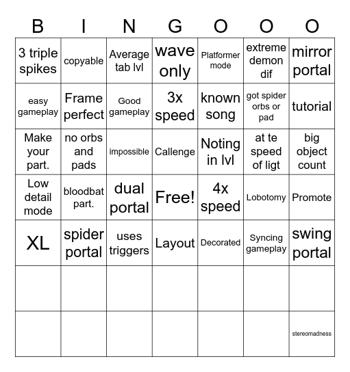 fill all blank Bingo Card