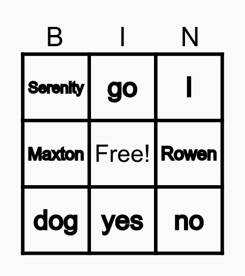 Name Bingo Card