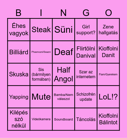 Chloe Bingo Bango Bingo Card