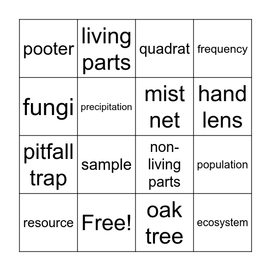 3.1. Habitats and ecosystems Bingo Card