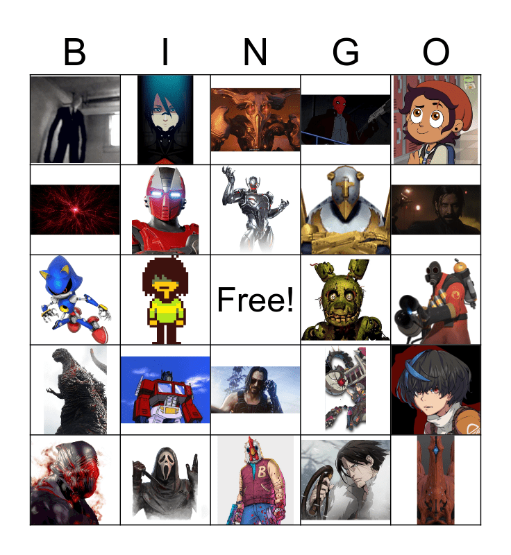 Favorite Character bingo Card