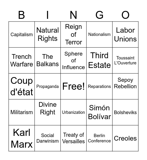 - Bingo Card