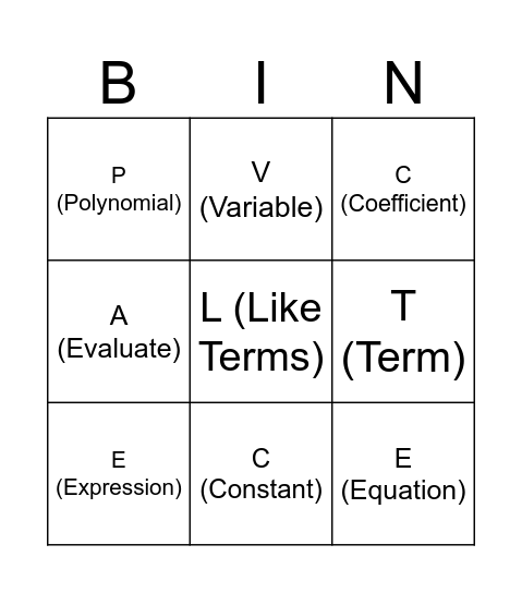Let's Play! Bingo Card