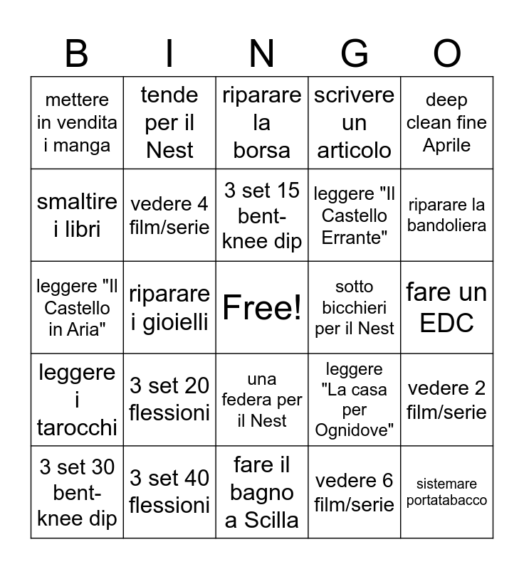 02/02 - 26/04 Bingo Card