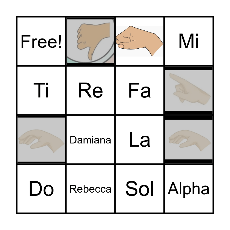 Solfège Bingo Card