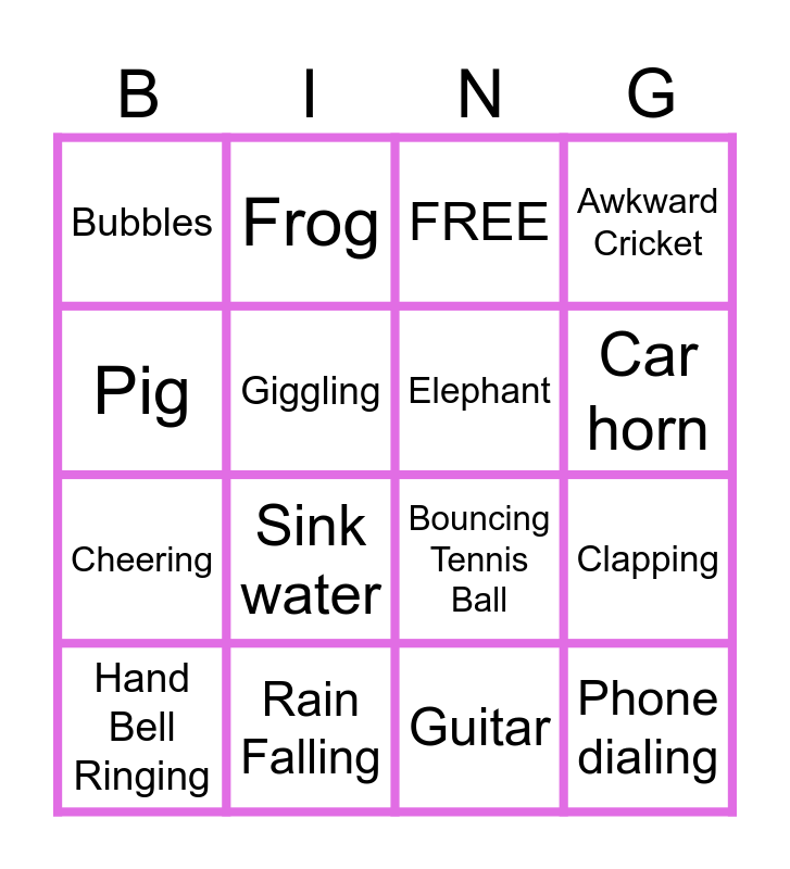 What do you HEAR? Bingo Card