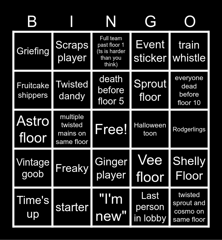 Dandy's world Bingo Card