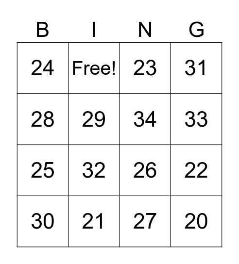 HDK5-Unit2-Lesson1 Bingo Card