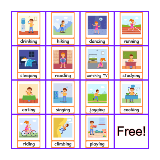 What do you enjoy doing in your free time? Bingo Card