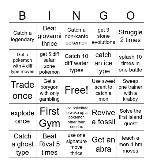 POKE Bingo Card
