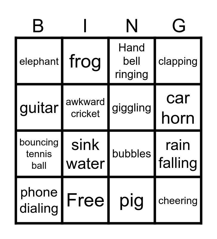 What do you HEAR? Bingo Card