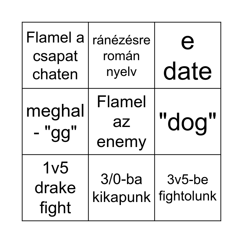 Tilt board 2 Bingo Card