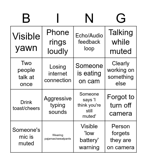 Bingo 1 Bingo Card