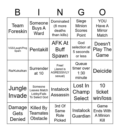 Untitled Bingo Card