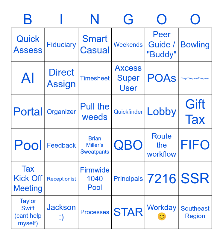 AA Tax Season Kick Off - 2025 Bingo Card