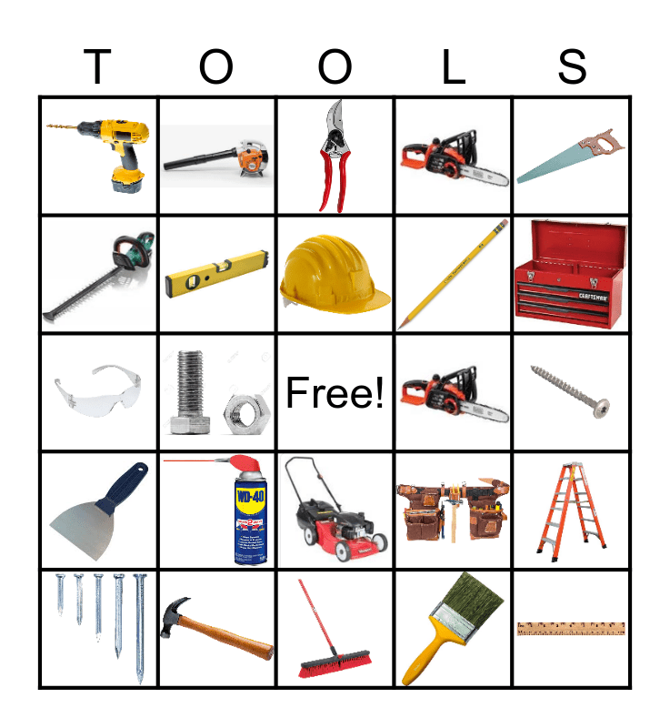 Tools Bingo Card