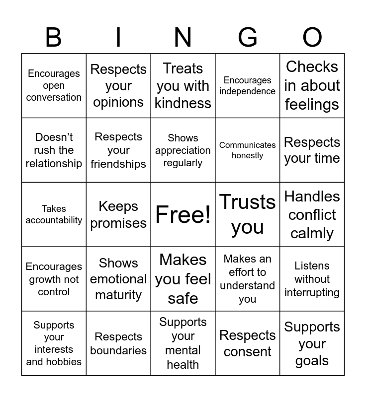 Green Flag Bingo Card