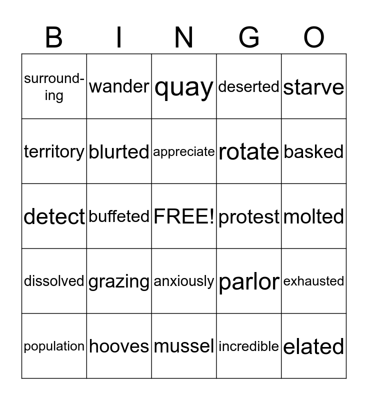 Two Days in May Bingo Card