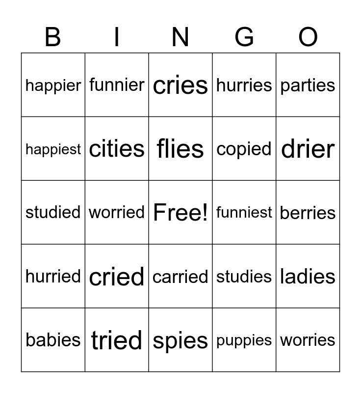 Lesson #110, y to i rule Bingo Card