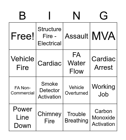 Winter Storm Shenanigans Bingo Card