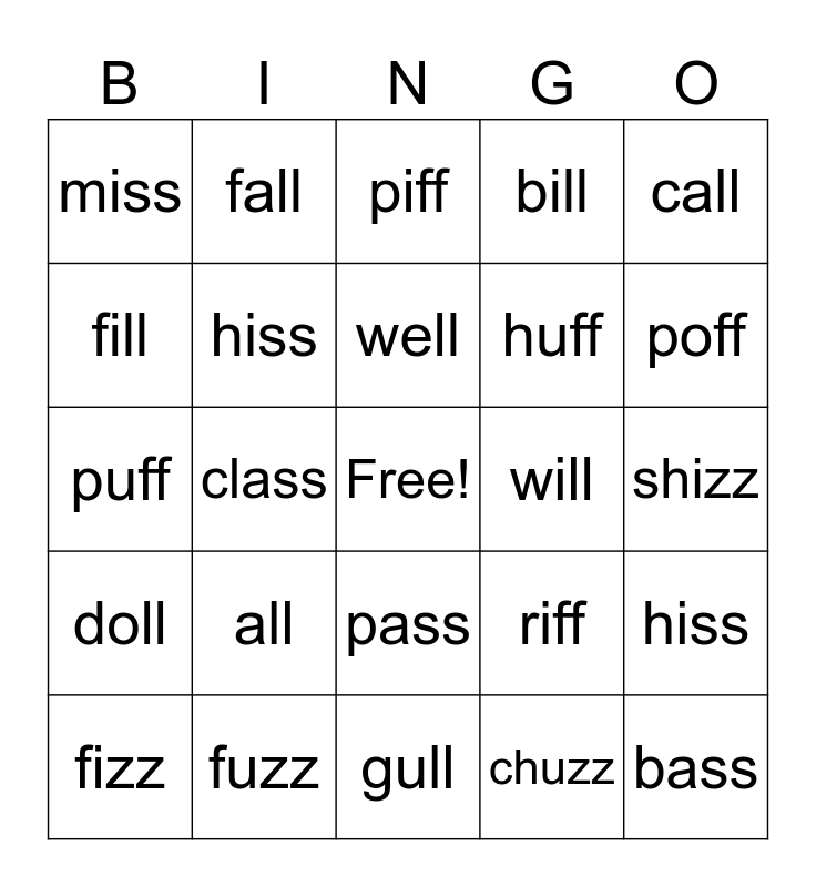 FLOSS Rule Bingo Card