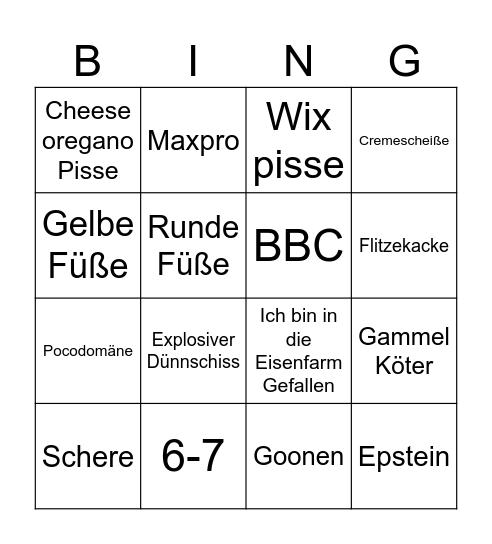 Subway Bingo Card
