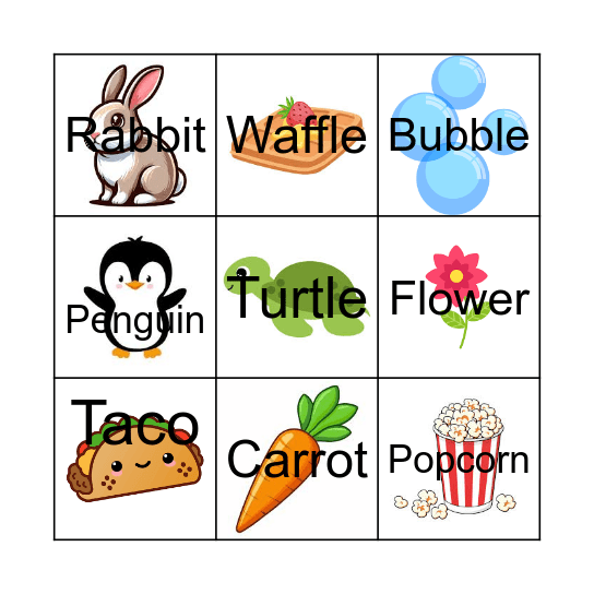 Two-Syllable Words Bingo Card
