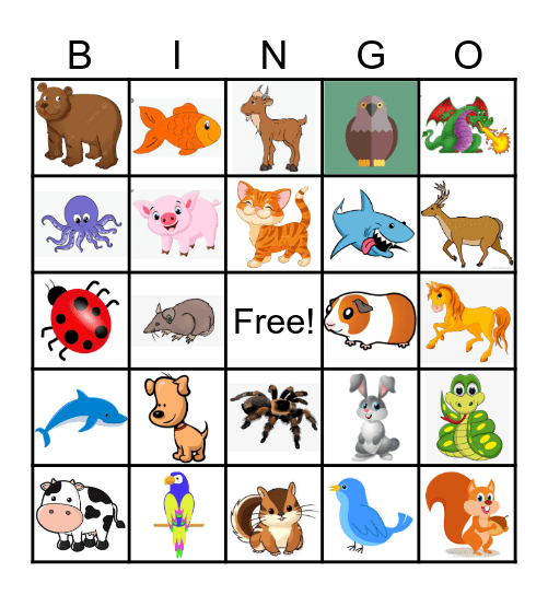 ANIMAL Bingo Card
