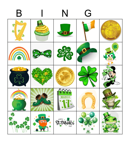 St. Patrick's Day Bingo Card