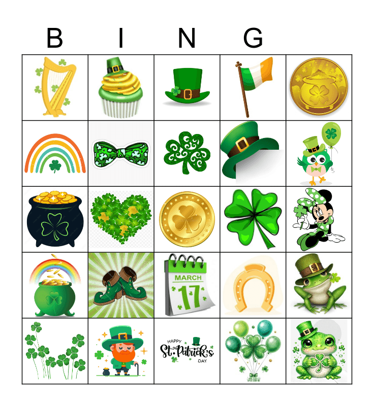 St. Patrick's Day Bingo Card