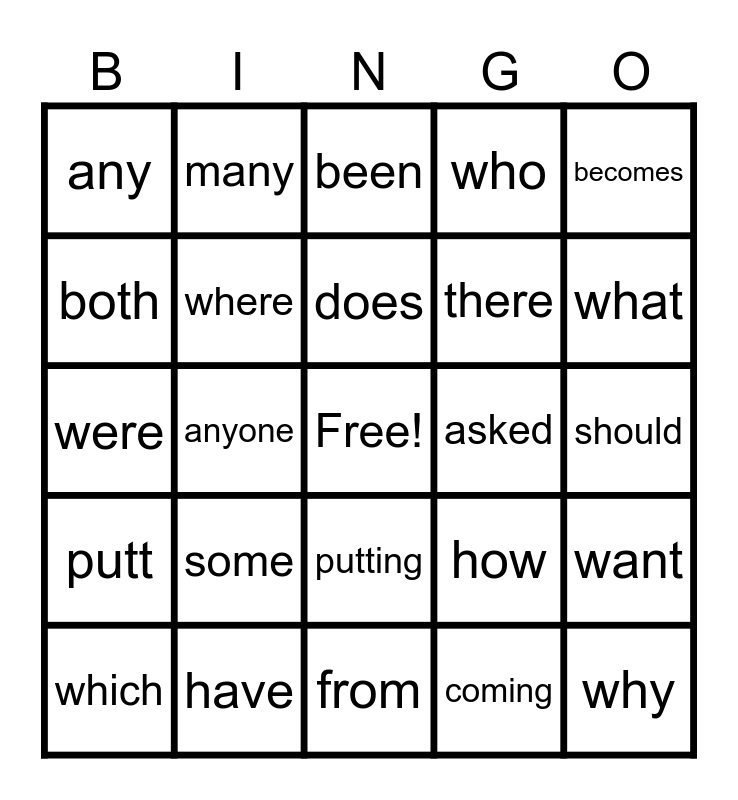 HFW Step 2 Bingo Card