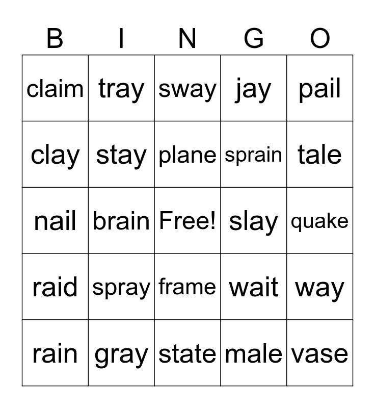 Long a Bingo Card