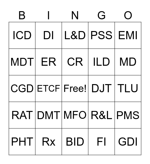 Bingo Sun Life disability Bingo Card