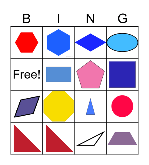 2D Shape Bingo Card