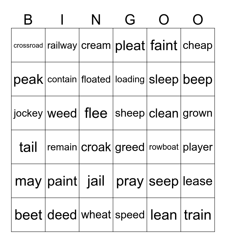 Lesson 84, 85 & 86 Bingo Card