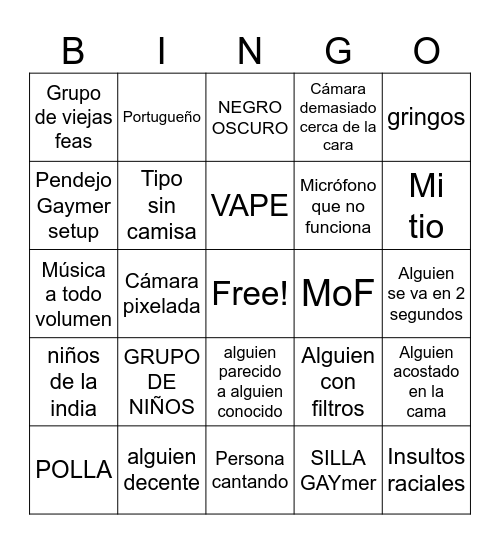 Untitled Bingo Card