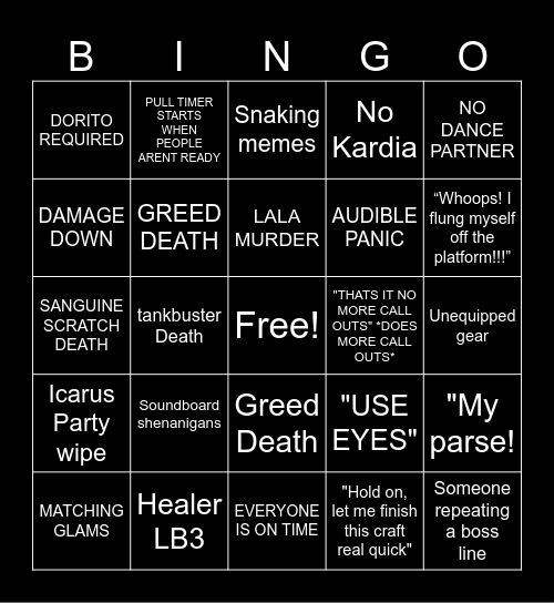Unhinged Bingo Card